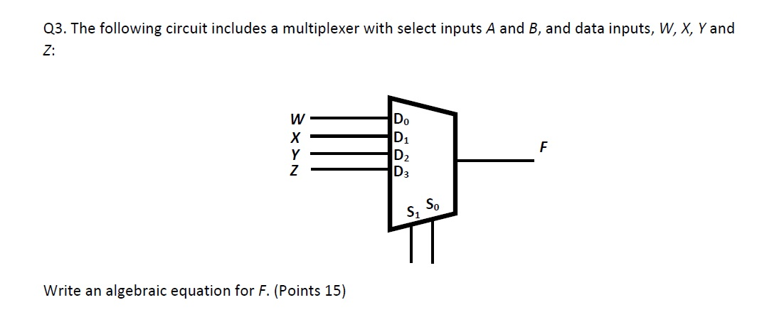 Solved The Following Circuit Includes A Multiplexer With 