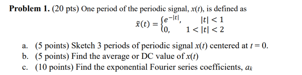 Solved Problem 1. (20 pts) One period of the periodic | Chegg.com