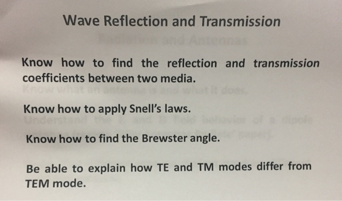 Solved Wave Reflection and Transmission Know how to find the | Chegg.com