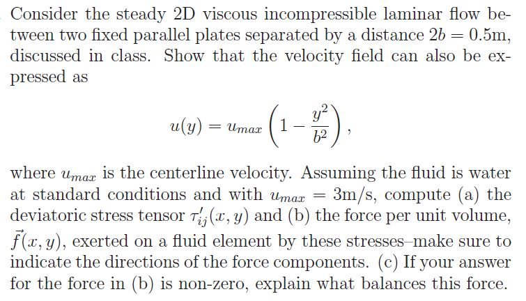 Consider the steady 2D viscous incompressible laminar | Chegg.com