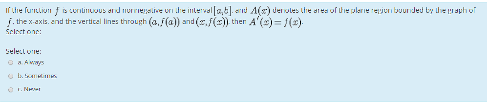 Solved If the function f is continuous and nonnegative on | Chegg.com