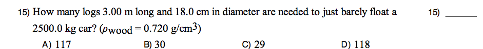 Solved How many logs 3.00 m long and 18.0 cm in diameter are | Chegg.com