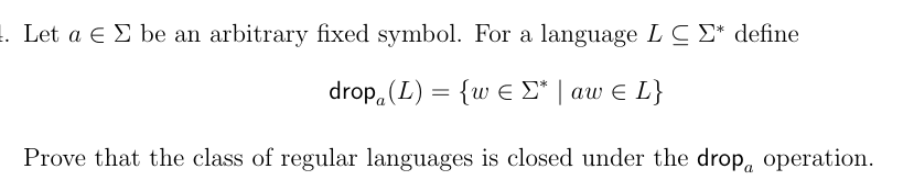 Solved Let a E Σ be an arbitrary fixed symbol. For a | Chegg.com