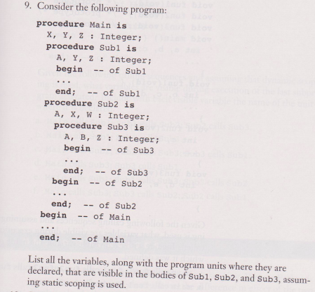 Solved 9. Consider the following program procedure Main is | Chegg.com