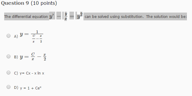 Solved The differential equation y' ? yx= y^2 can be solved | Chegg.com Solved The differential equation y' ? yx= y^2 can be solved | Chegg.com
