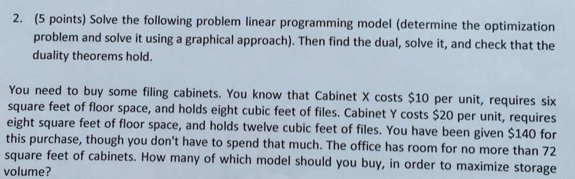 Solved Solve the following problem linear programming model | Chegg.com