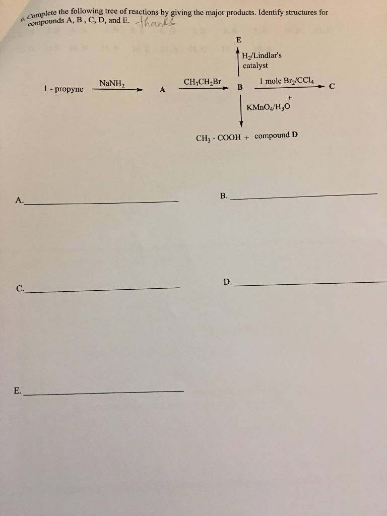 Solved Complete the following tree of reactions by giving | Chegg.com