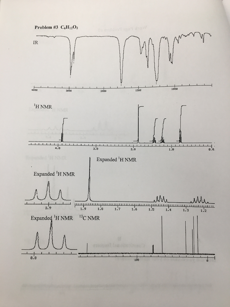 Solved Problem #3 C6H12O2 IR 48단 1800 30日 2003 1500 'H NMR | Chegg.com