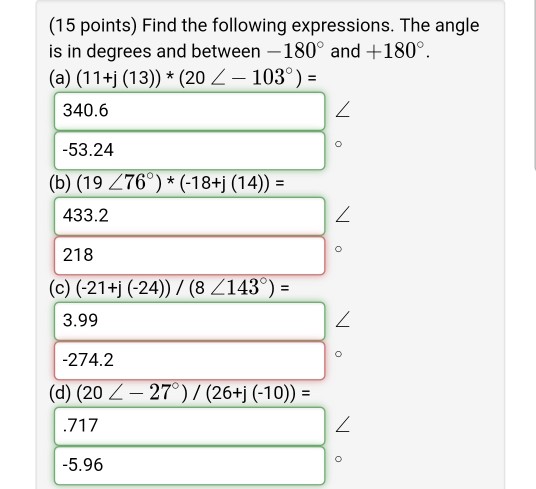 Solved (15 points) Find the following expressions. The angle | Chegg.com