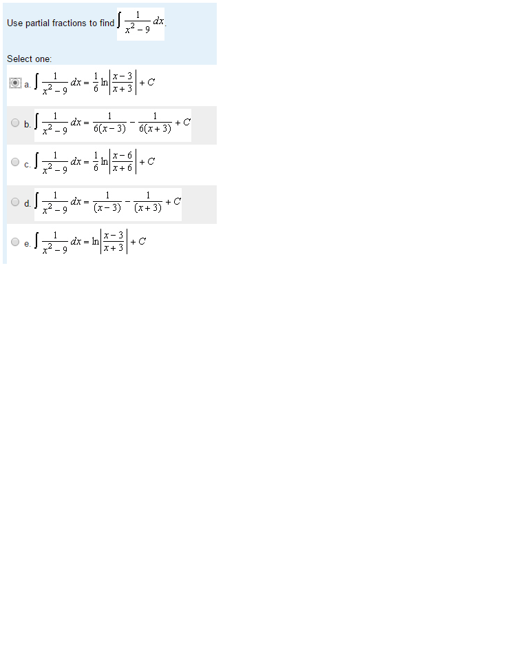Solved: Use Partial Fractions To Find Integral 1/x^2 - 9 D... | Chegg.com