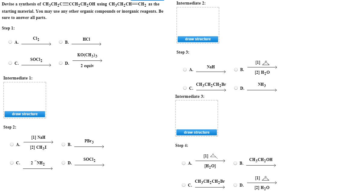 Solved Devise a synthesis of CH_3CH_2C CCH_2CH_2OH using | Chegg.com