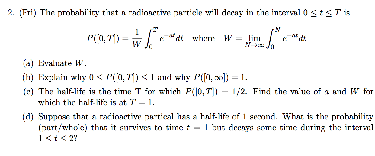 Solved The probability that a radioactive particle will | Chegg.com