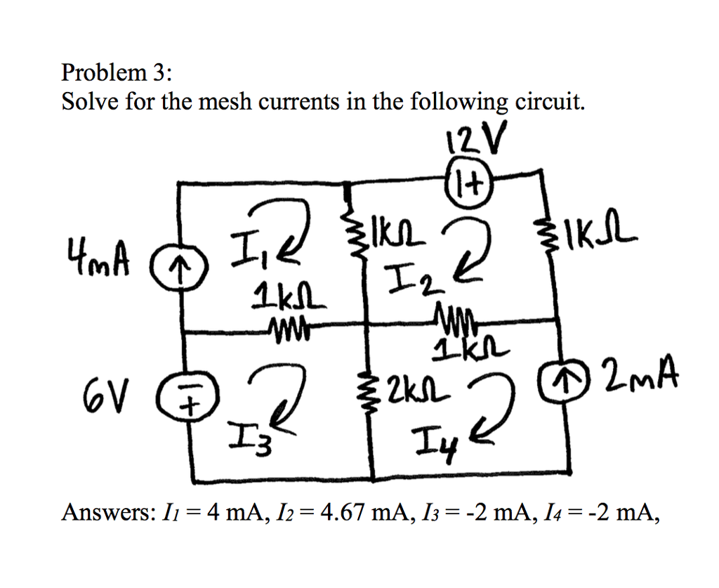 Solved Solve for the mesh currents in the following circuit. | Chegg.com