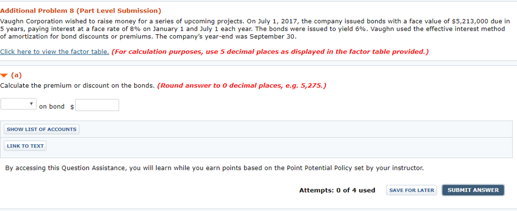 Solved Additional Problem 8 (Part Level Submission) Vaughn | Chegg.com