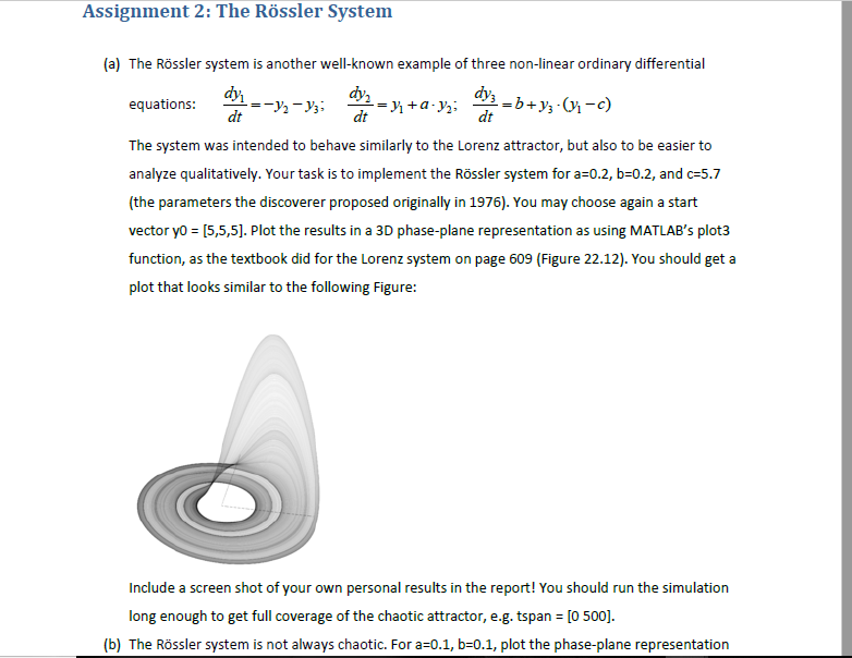 Assignment 2: The Rössler System (a) The Rössler | Chegg.com