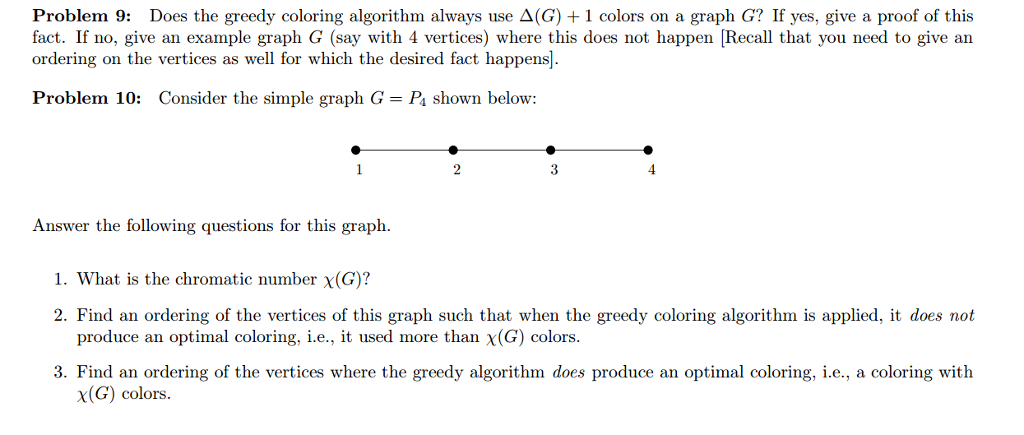 Solved Does The Greedy Coloring Algorithm Always Use