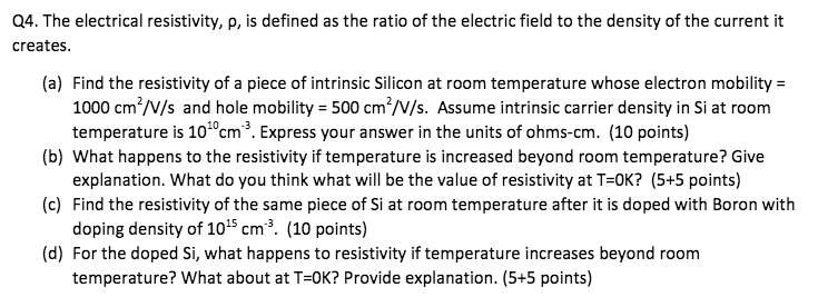 Solved The electrical resistivity, rho, is defined as the | Chegg.com