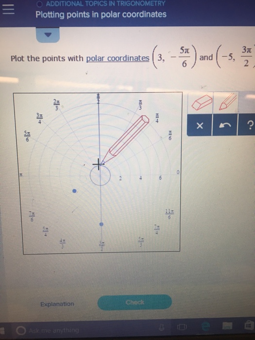 Solved Plot the points with polar coordinates (3, - 5 pi/6) | Chegg.com