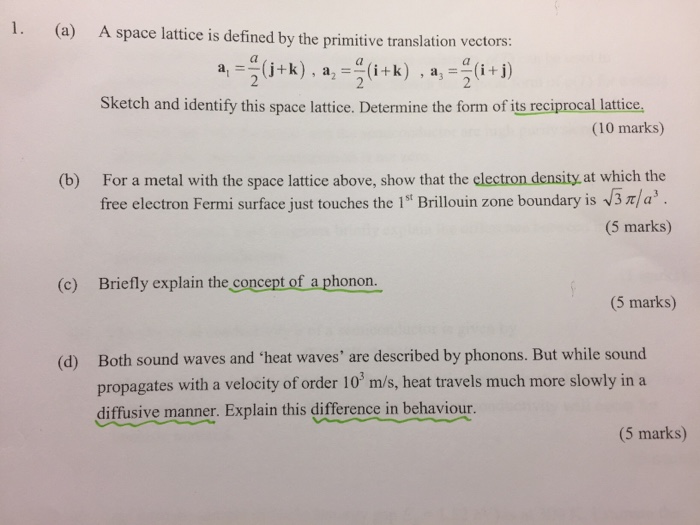 Solved A space lattice is defined by the primitive | Chegg.com