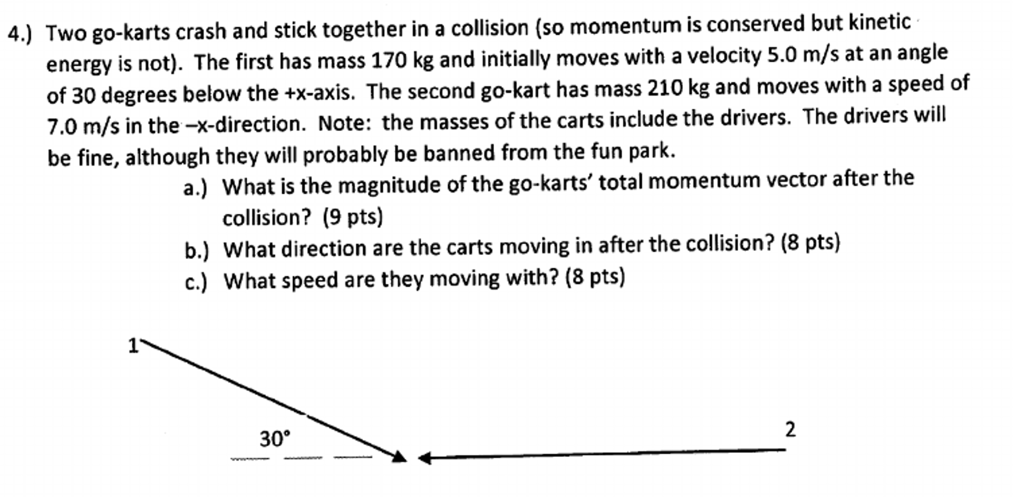 Solved Two go-karts crash and stick together in a collision | Chegg.com