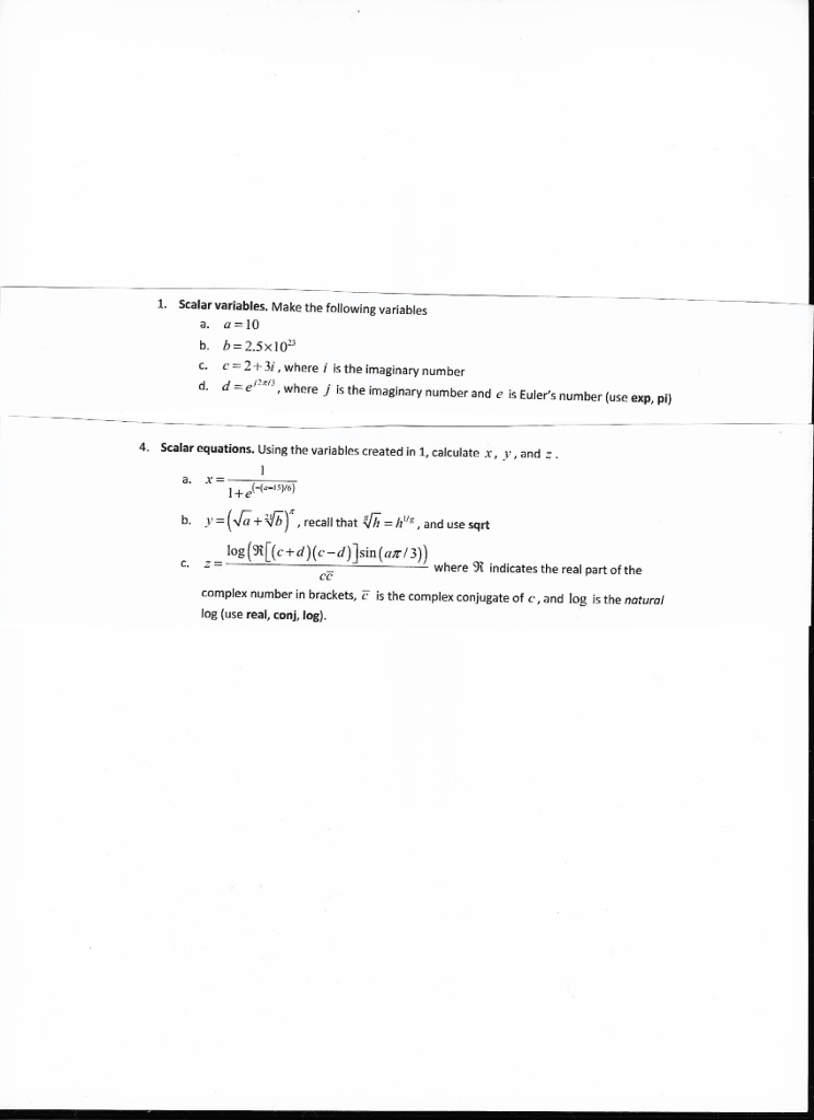 Solved 1. Scalar variables. Make the following variables a. | Chegg.com