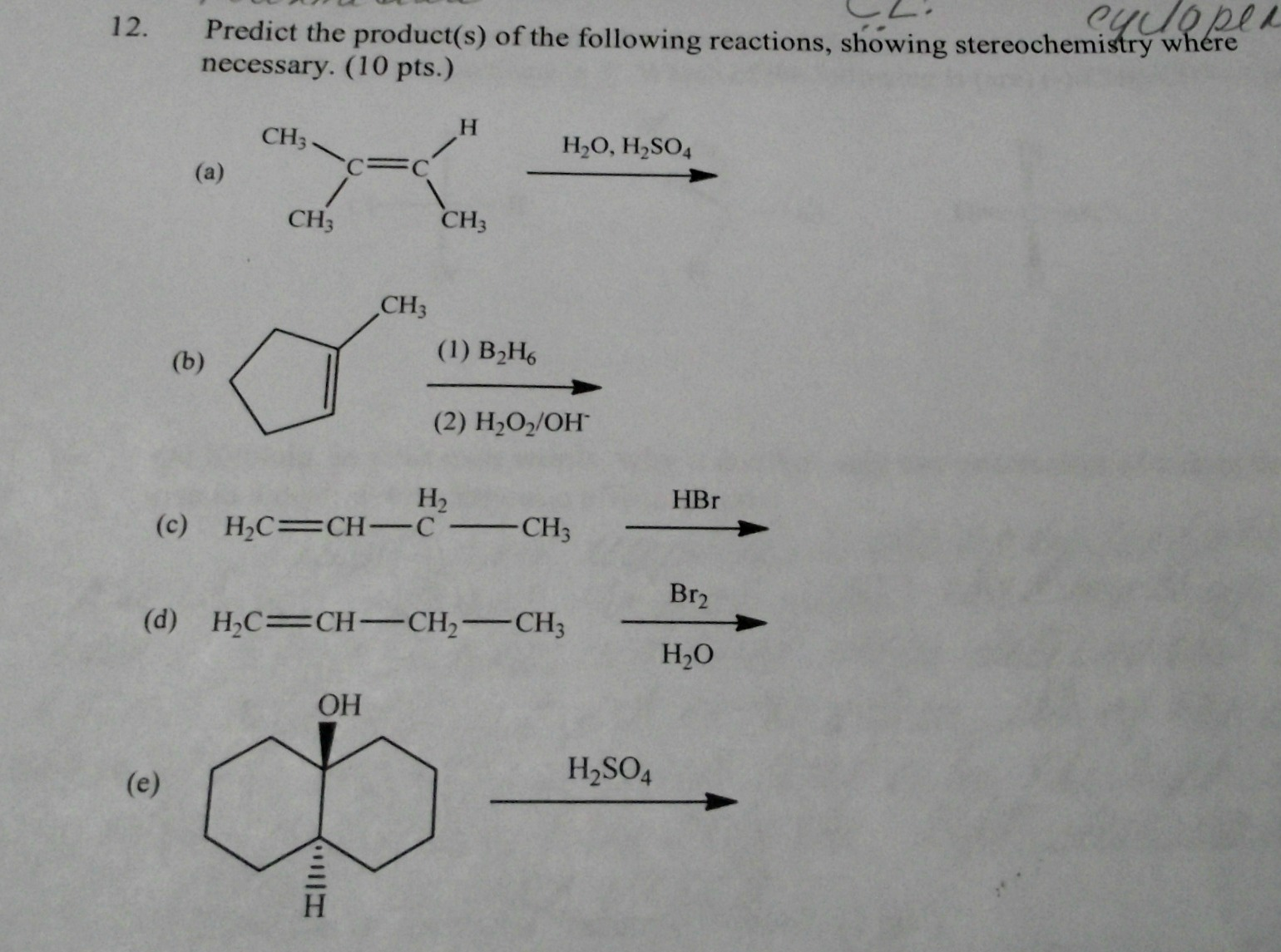 Solved Predict The Product S Of The Following Reactions