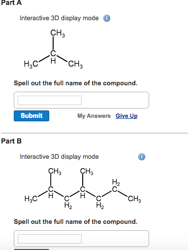 Solved Part A Interactive 3D display mod CH H3C CH Spell out | Chegg.com