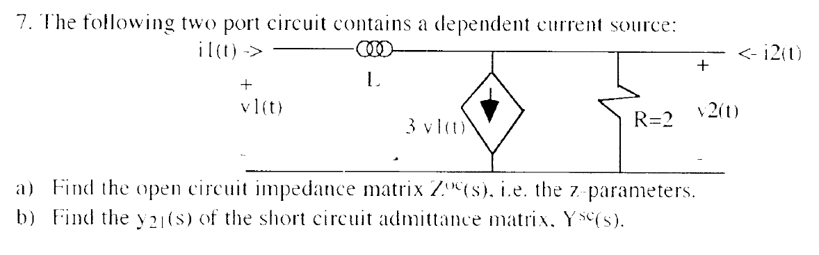 The following two port circuit contains a dependent | Chegg.com