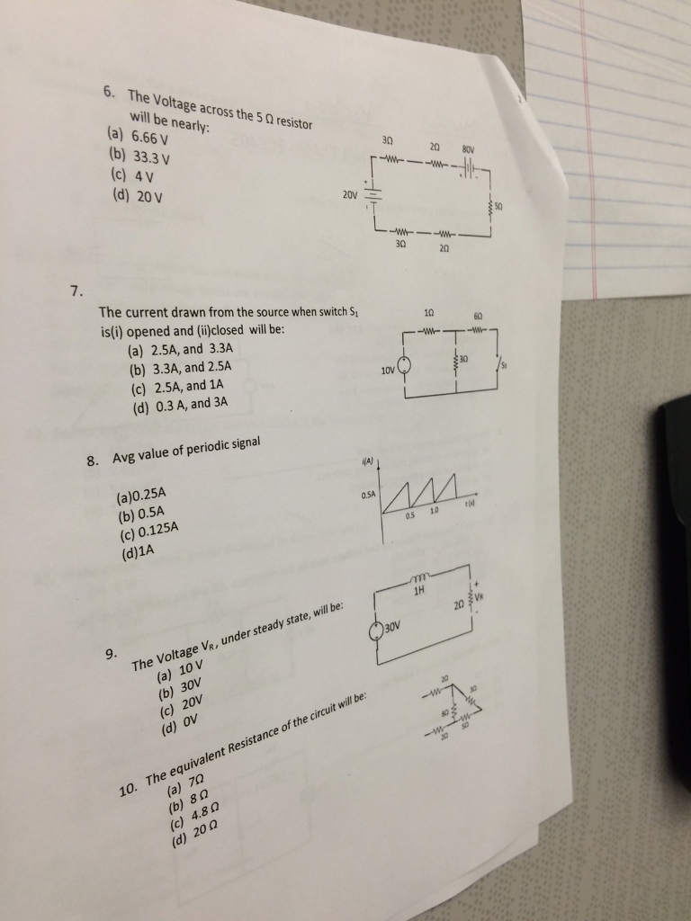 Solved The Voltage across the 5 Ohm resistor will be nearly: | Chegg.com