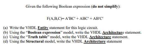 Solved Given the following Boolean expression (do not | Chegg.com
