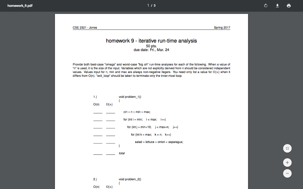 Solved homework 9.pdf CSE 2321 Jones void problem 30 O(n | Chegg.com