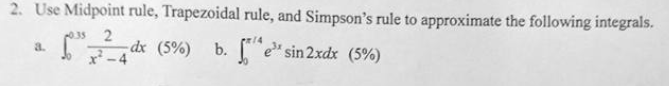 Solved Use Midpoint rule, Trapezoidal rule, and Simpson's | Chegg.com