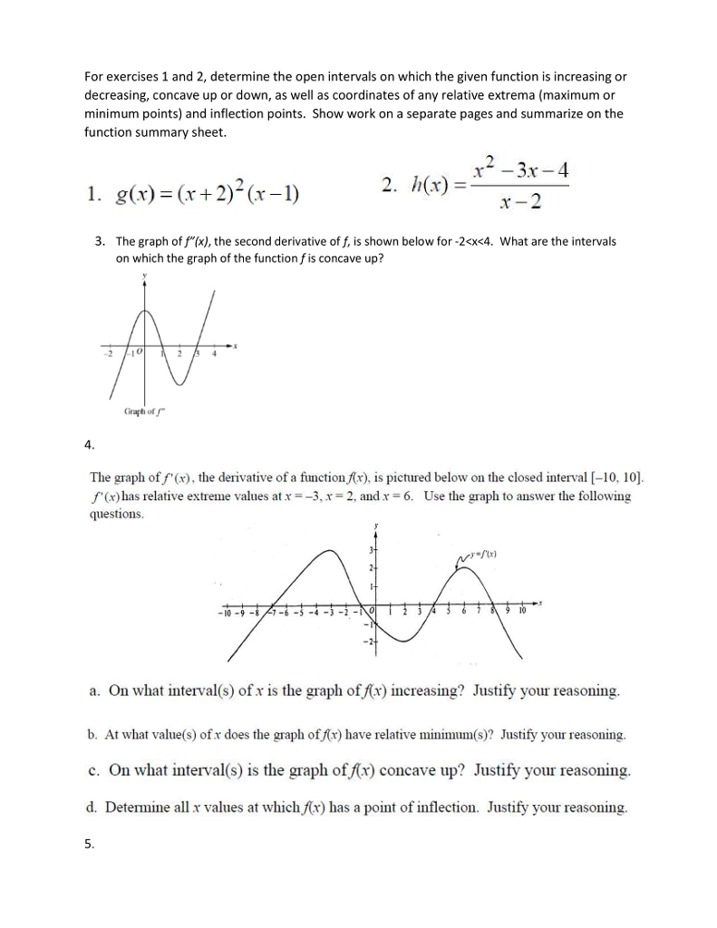 Solved For exercises 1 and 2, determine the open intervals | Chegg.com