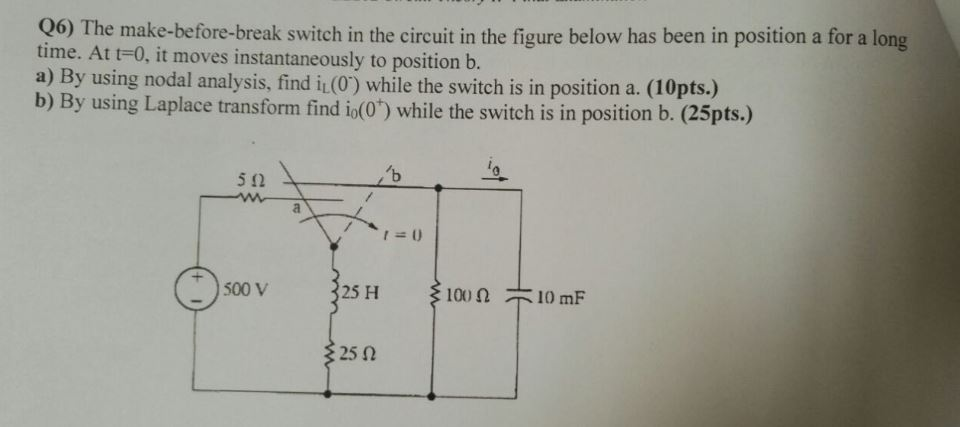 Solved The make-before-break switch in the circuit in the | Chegg.com