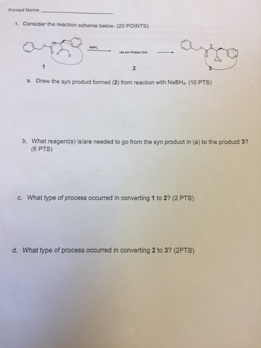 Solved Consider the reaction scheme below. Draw the syn | Chegg.com