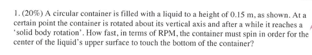 Solved 1. (20%) A circular container is filled with a liquid | Chegg.com