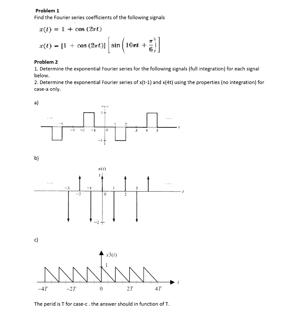 Solved Problem 1 Find the Fourier series coefficients of the | Chegg.com