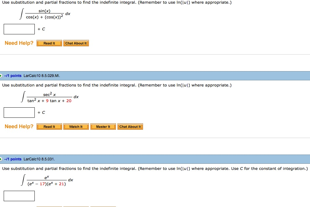 Solved Use substitution and partial fractions to find the | Chegg.com