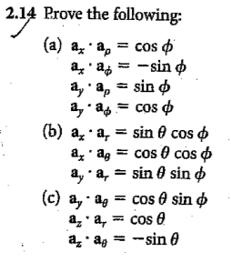 Solved Prove the following: (a) a_x middot a_p = cos phi | Chegg.com