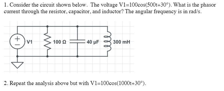 Solved Consider the circuit shown below. The voltage V1 = | Chegg.com