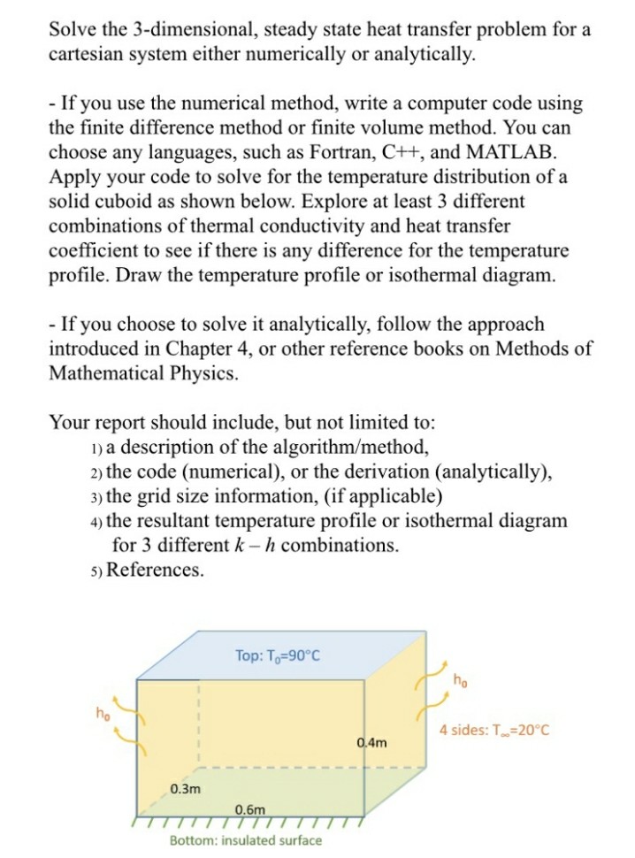 Solved Solve the 3-dimensional, steady state heat transfer | Chegg.com