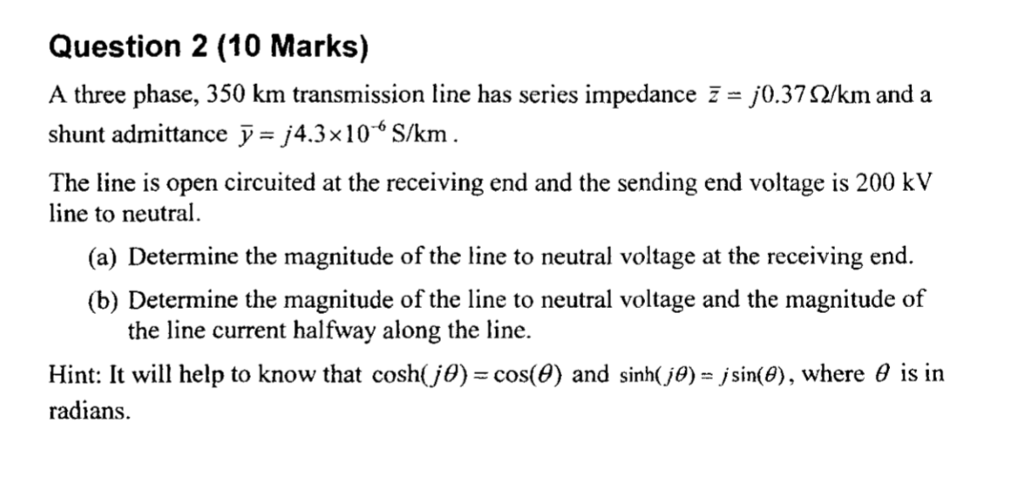 Solved A three phase, 350 km transmission line has series | Chegg.com