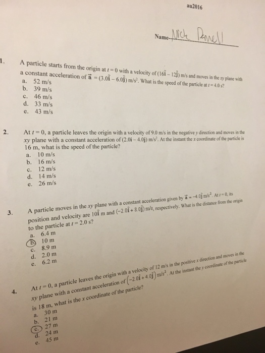 Solved A particle starts from the origin at t = 0 with a | Chegg.com