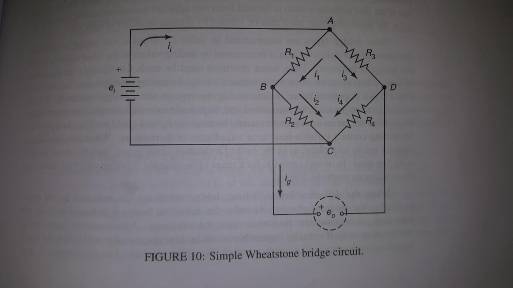 Solved to eo o FIGURE 10: Simple Wheatstone bridge circuit | Chegg.com