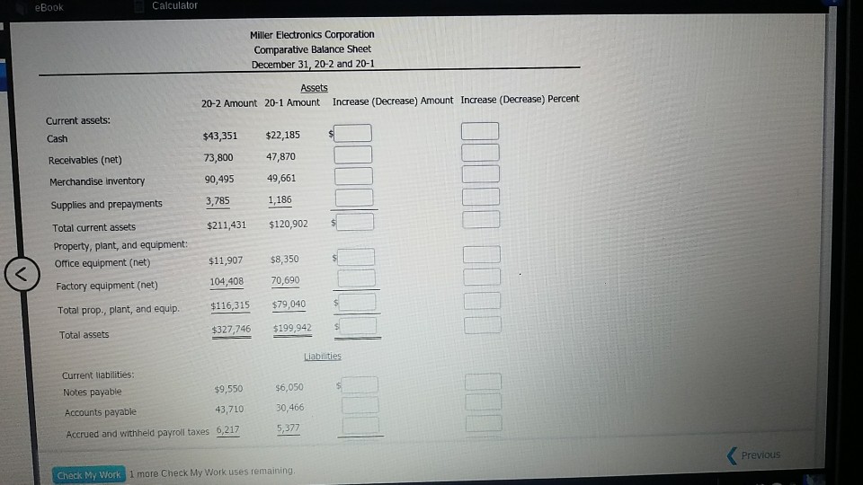 Solved eBook Calculator Horizontal Analysis of Comparative | Chegg.com