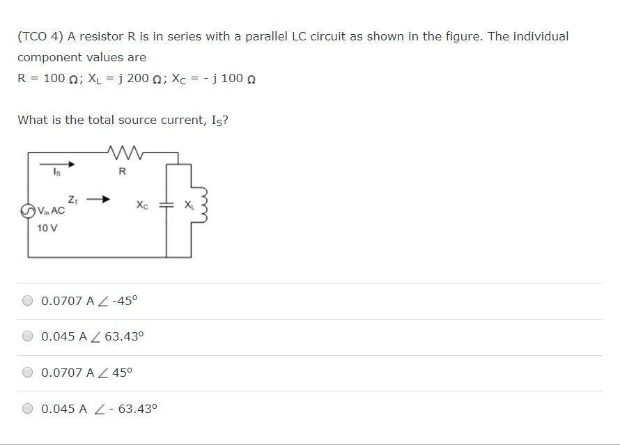 Solved A resistor R is in series with a parallel LC circuit | Chegg.com