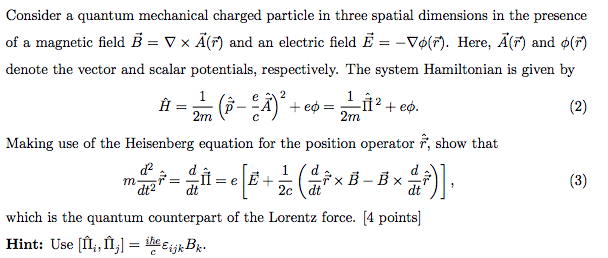 Consider a quantum mechanical charged particle in | Chegg.com