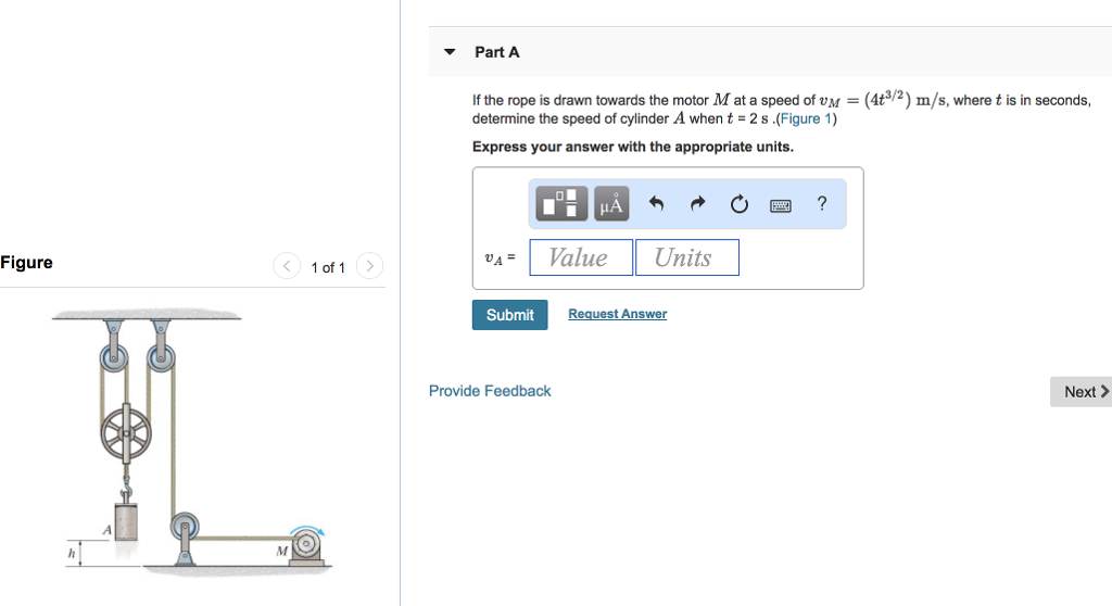Solved Part A If the rope is drawn towards the motor M at | Chegg.com