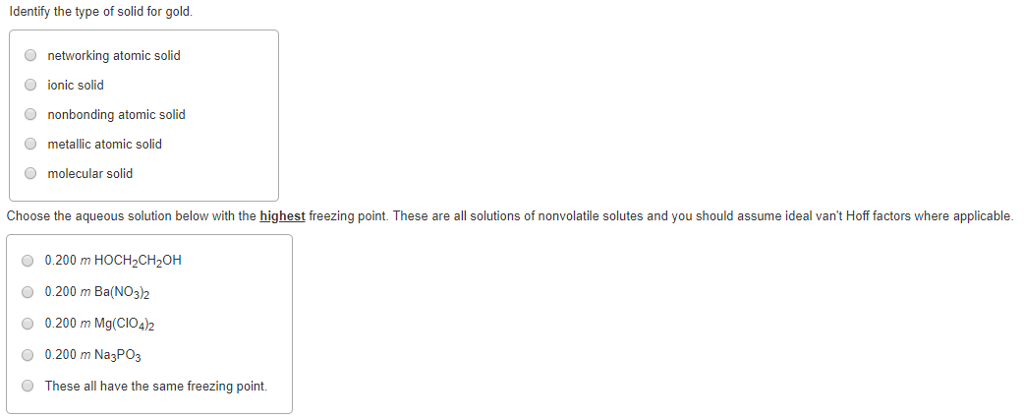 Solved Identify the type of solid for gold. networking | Chegg.com