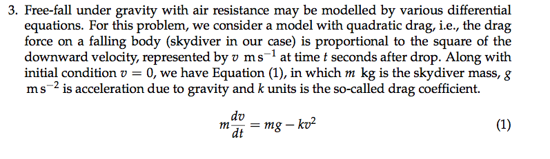 Free-fall under gravity with air resistance may be | Chegg.com